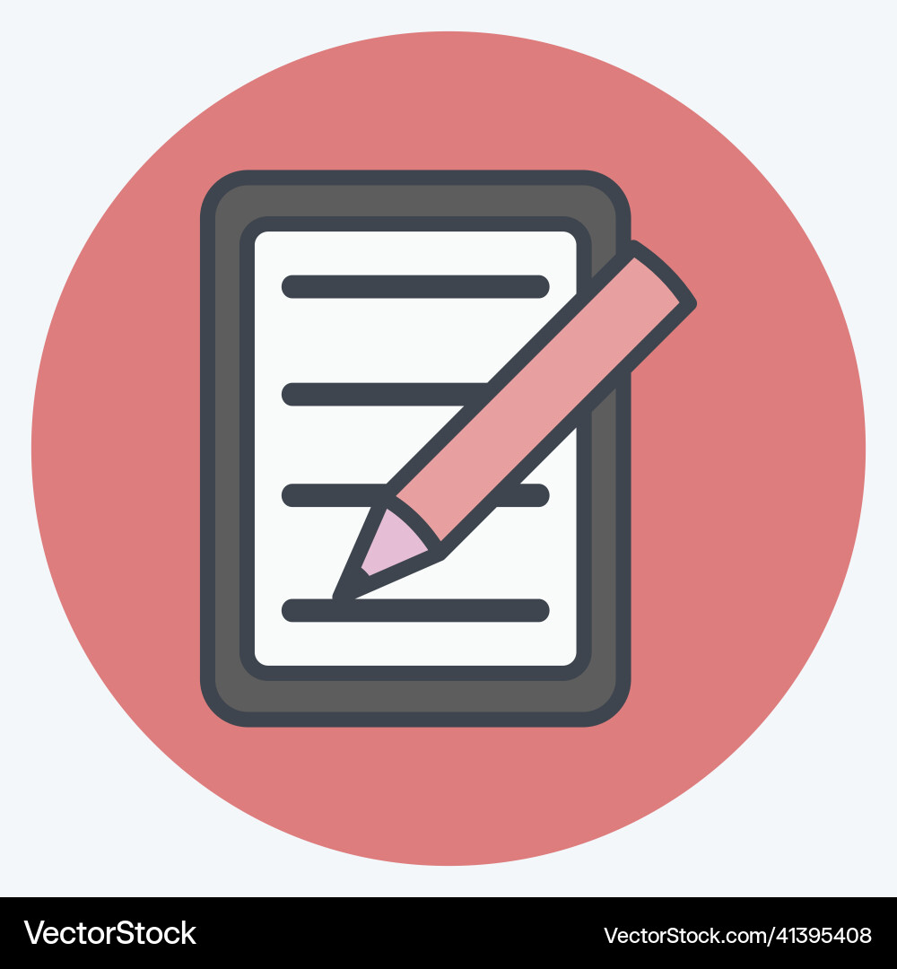 Notepad icon in trendy color mate style isolated Vector Image