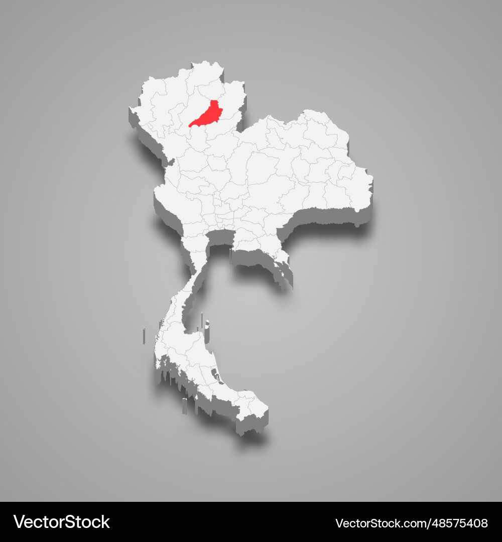 Phrae province location thailand 3d map Royalty Free Vector