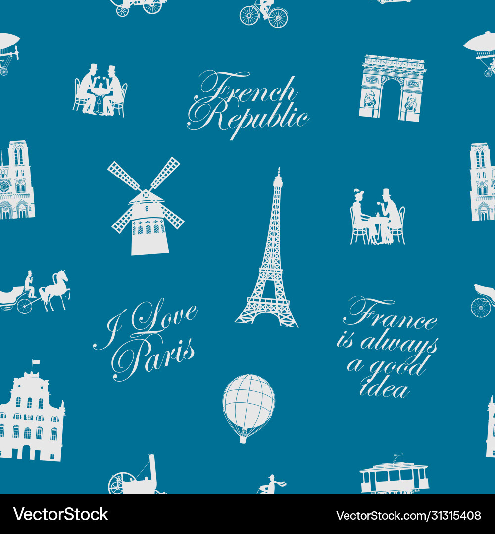 Seamless pattern on france and paris theme Vector Image