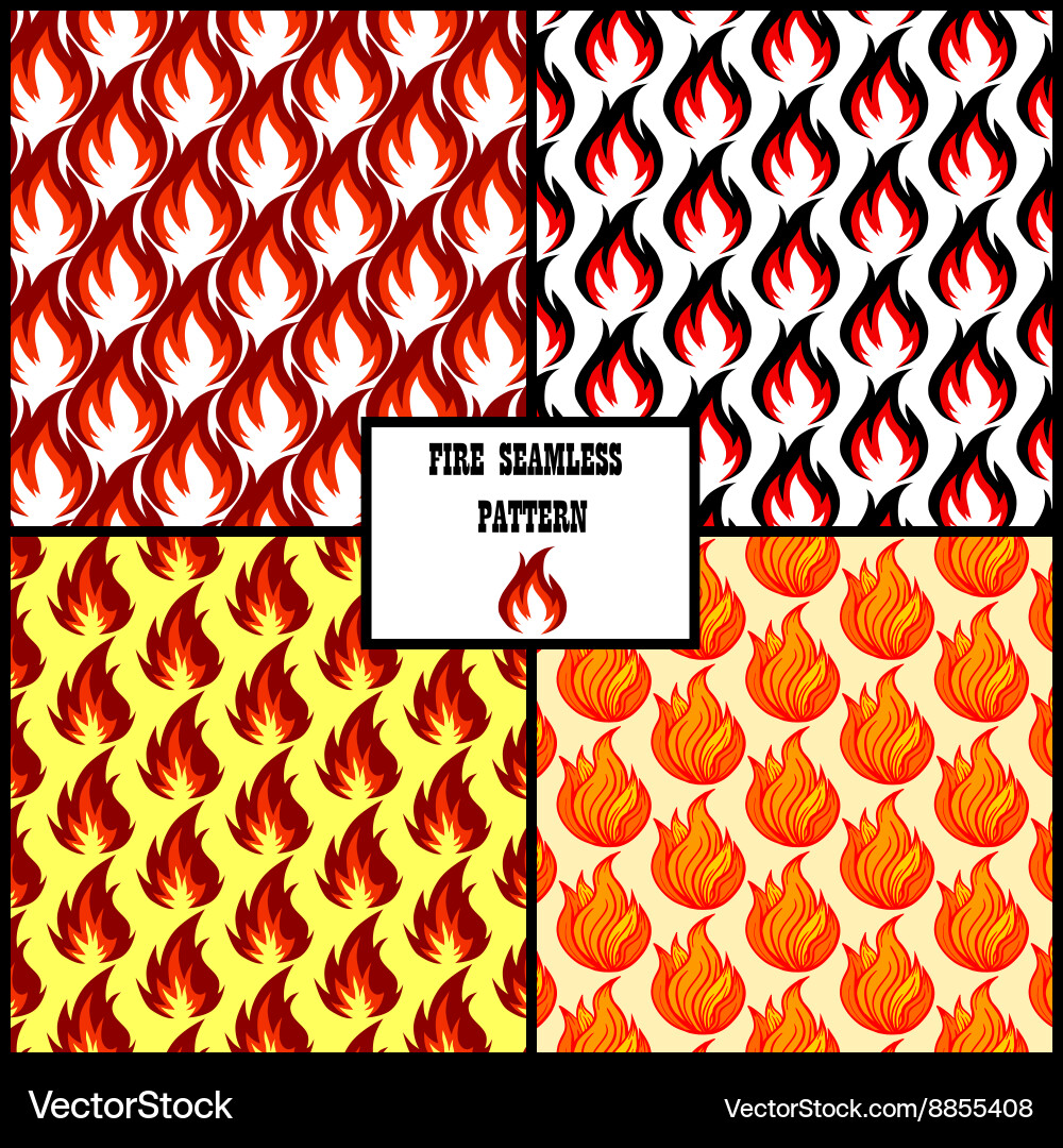 Set of fire symbols seamless pattern isolated Vector Image