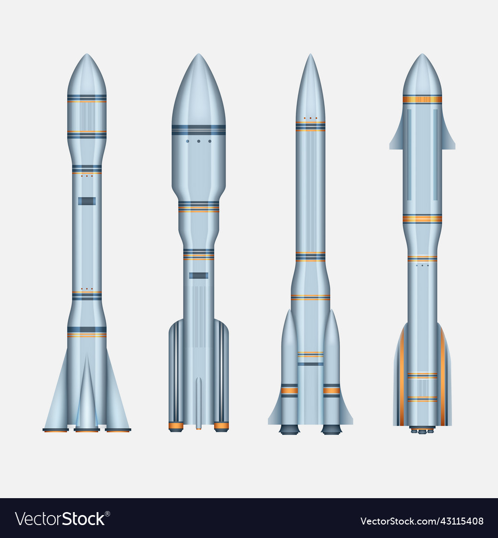 Space rockets set realistic 3d spaceships Vector Image