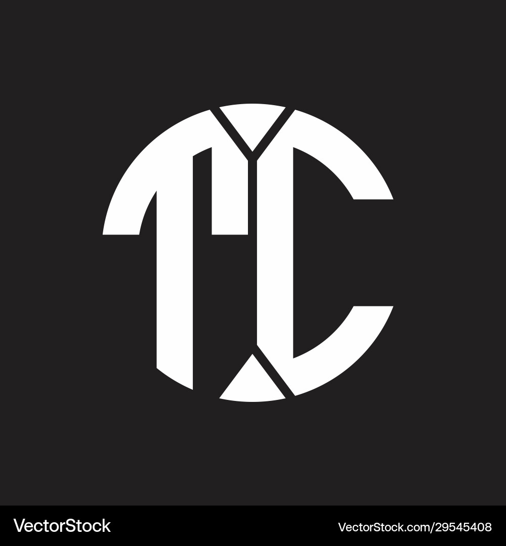 Tc logo monogram with piece circle ribbon style Vector Image
