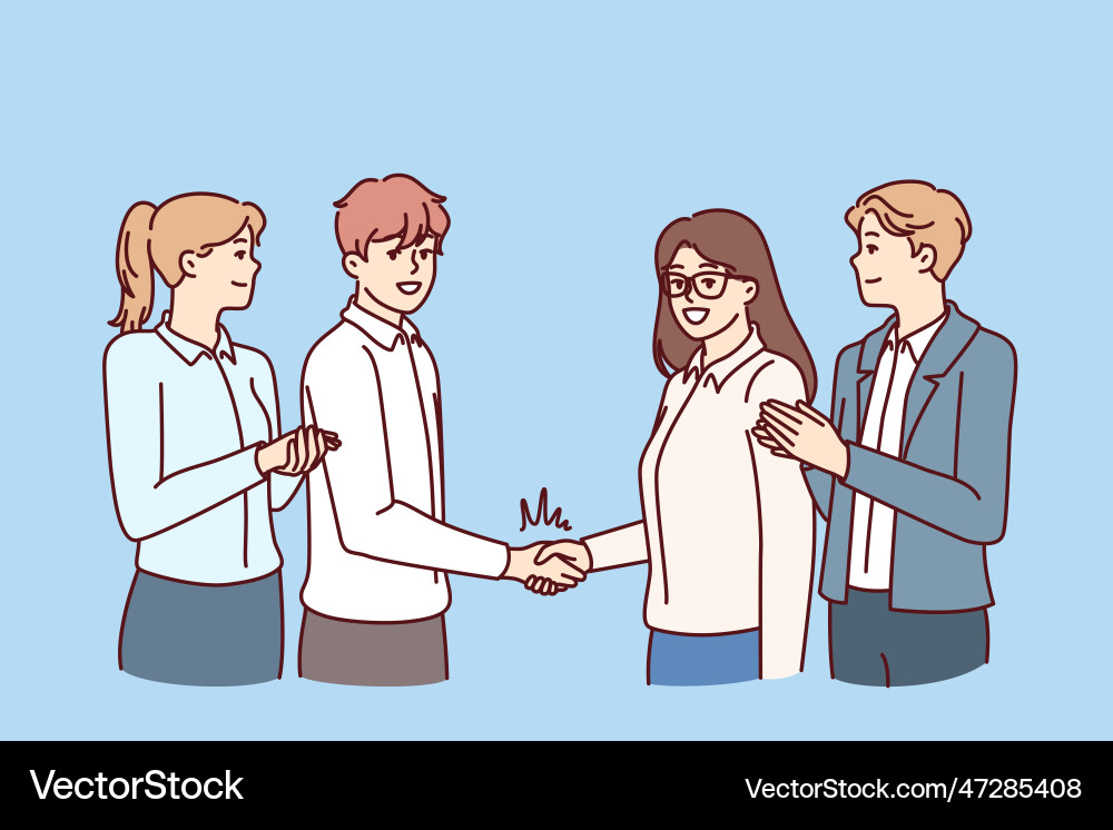Team business people and manager handshake Vector Image