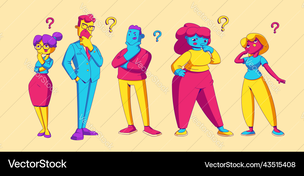 Thoughtful persons with questions doubtful people Vector Image