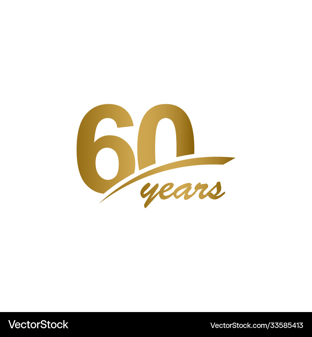 60 years anniversary elegant gold line Royalty Free Vector