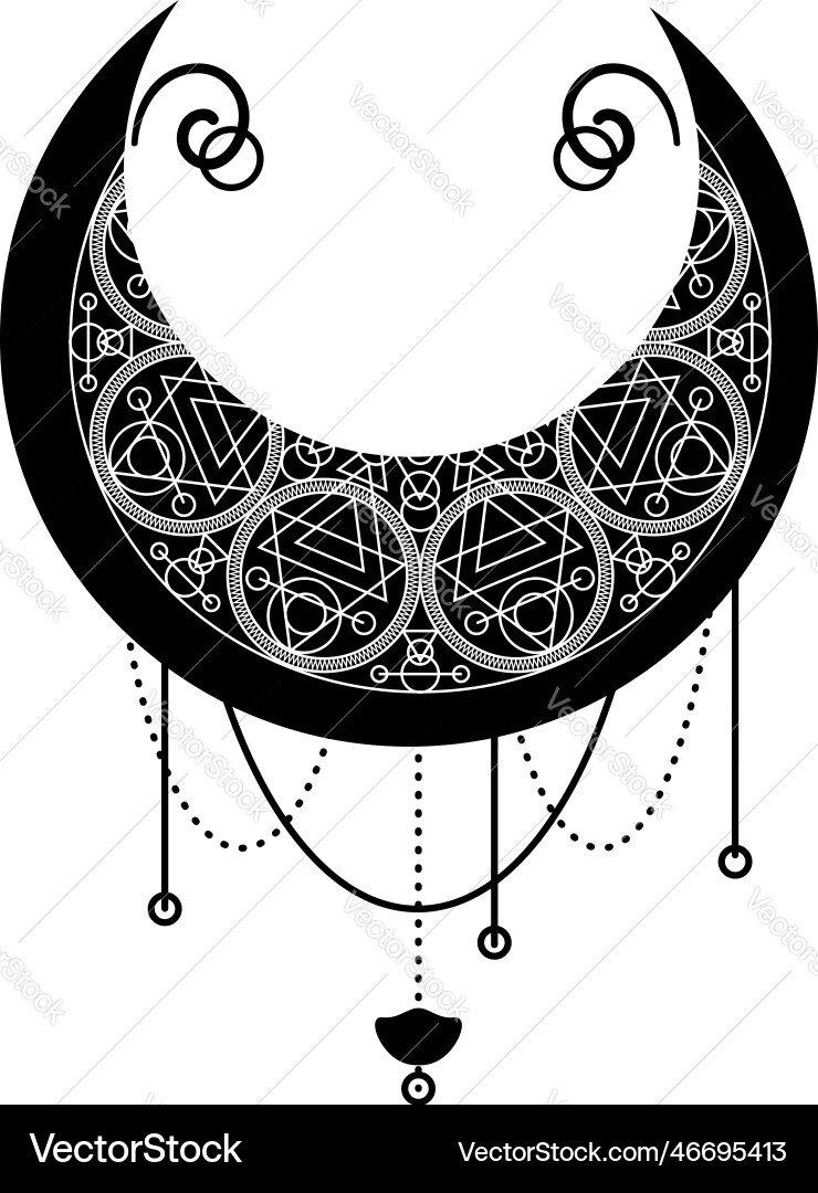 Black crescent symbol crescent decorative element Vector Image