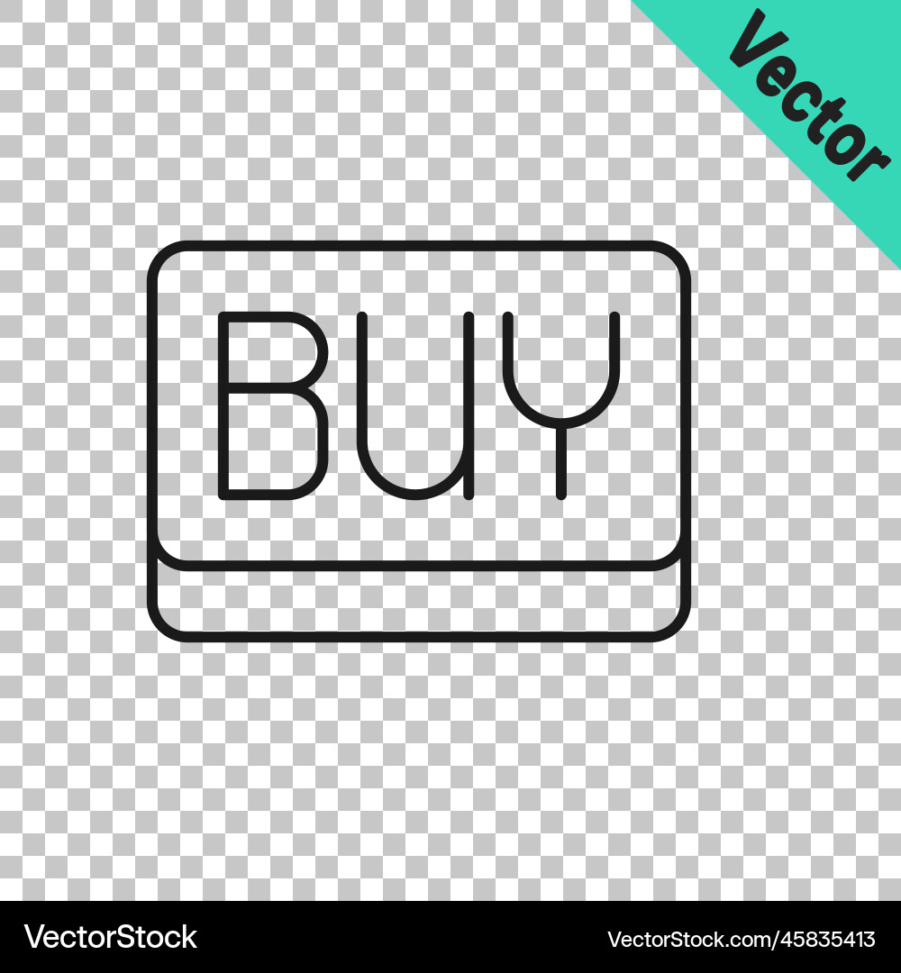 Black line buy button icon isolated on transparent
