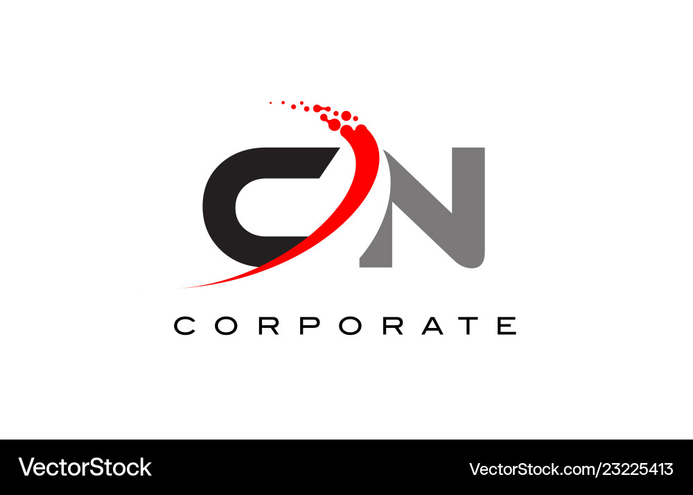 Cn modern letter logo design with swoosh Vector Image