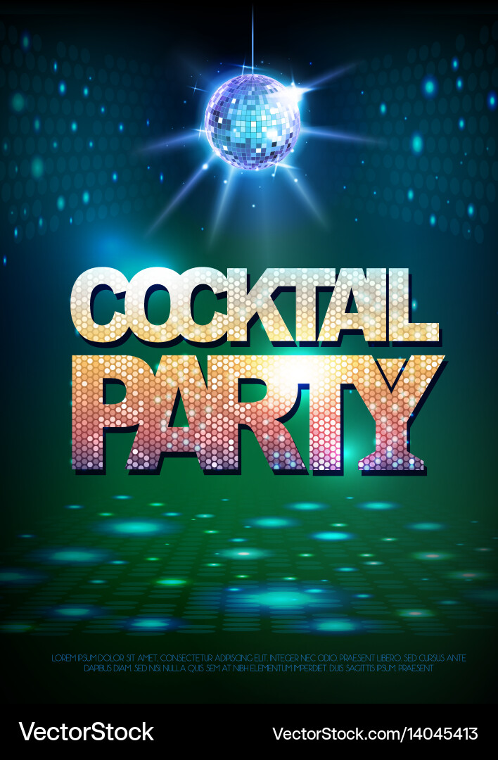 Disco ball background poster cocktail party Vector Image