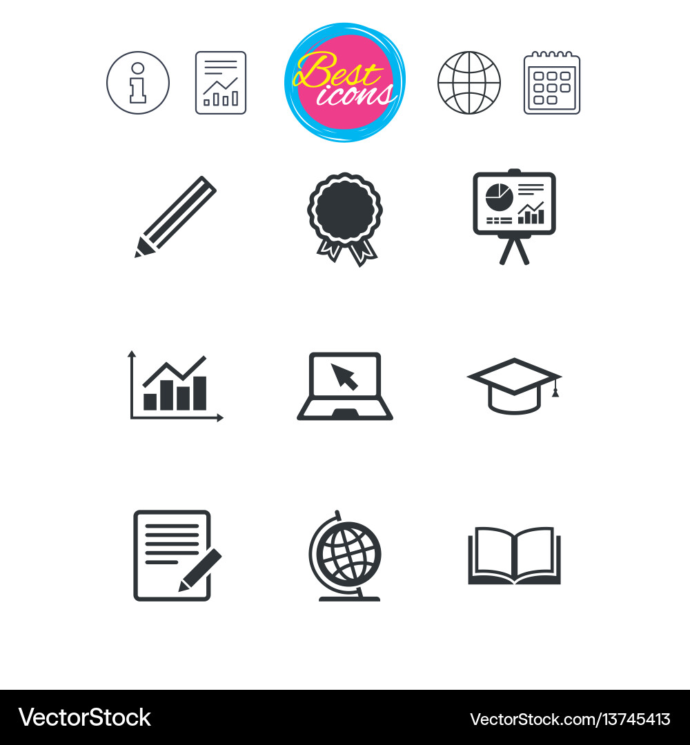 Education and study icon presentation signs Vector Image