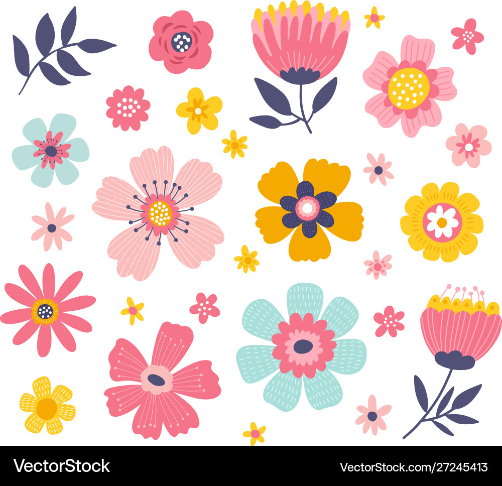 Flowers and floral elements spring Royalty Free Vector Image