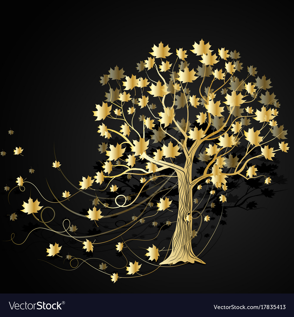 Gold maple tree Royalty Free Vector Image - VectorStock