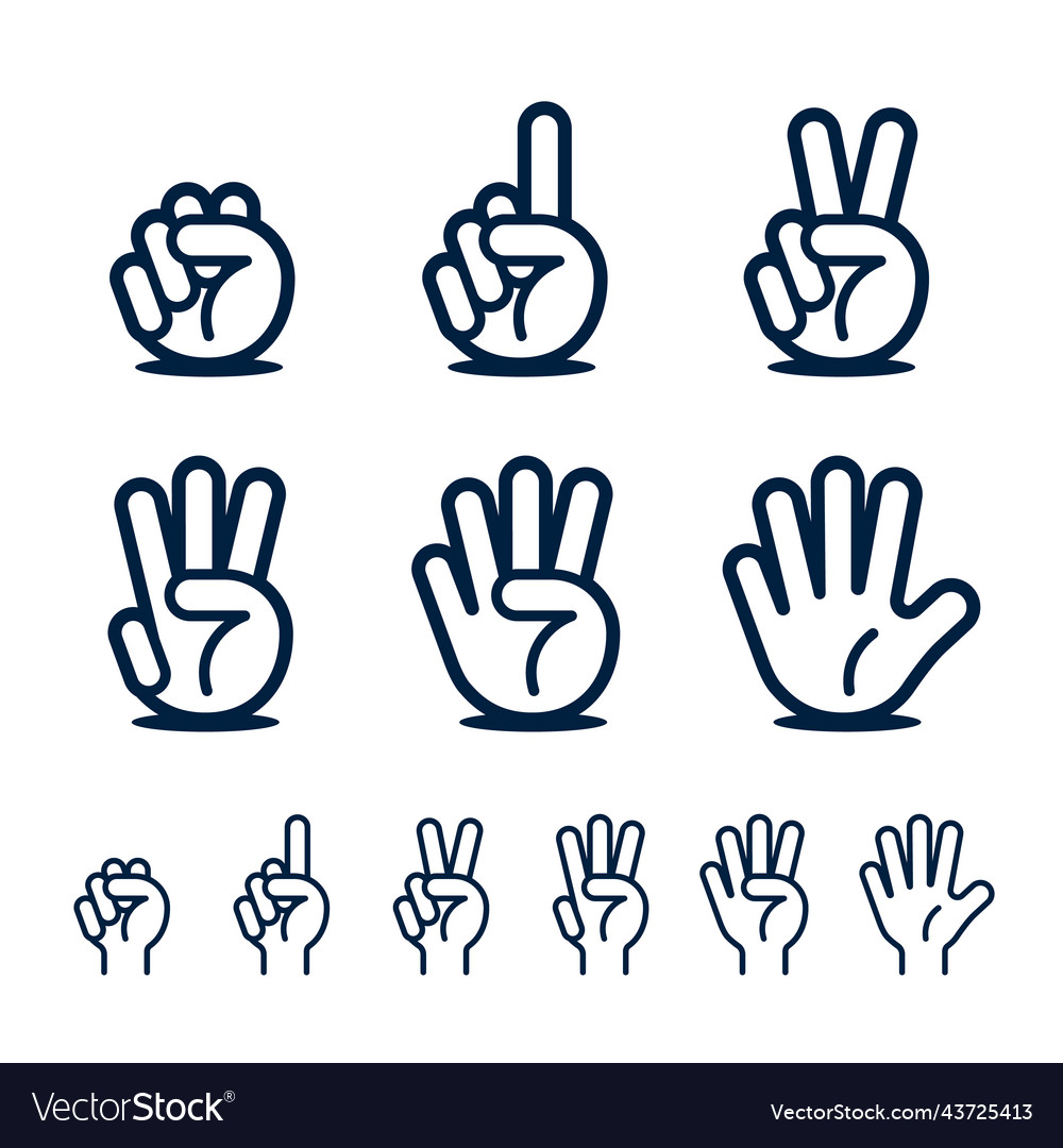 Hand gesture icon set counting by bending fingers Vector Image