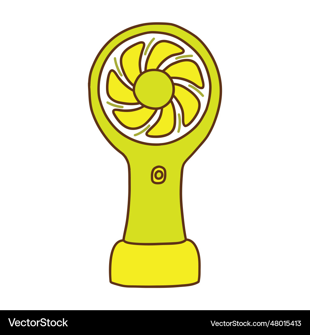 Hand portable small green fan drawn Royalty Free Vector