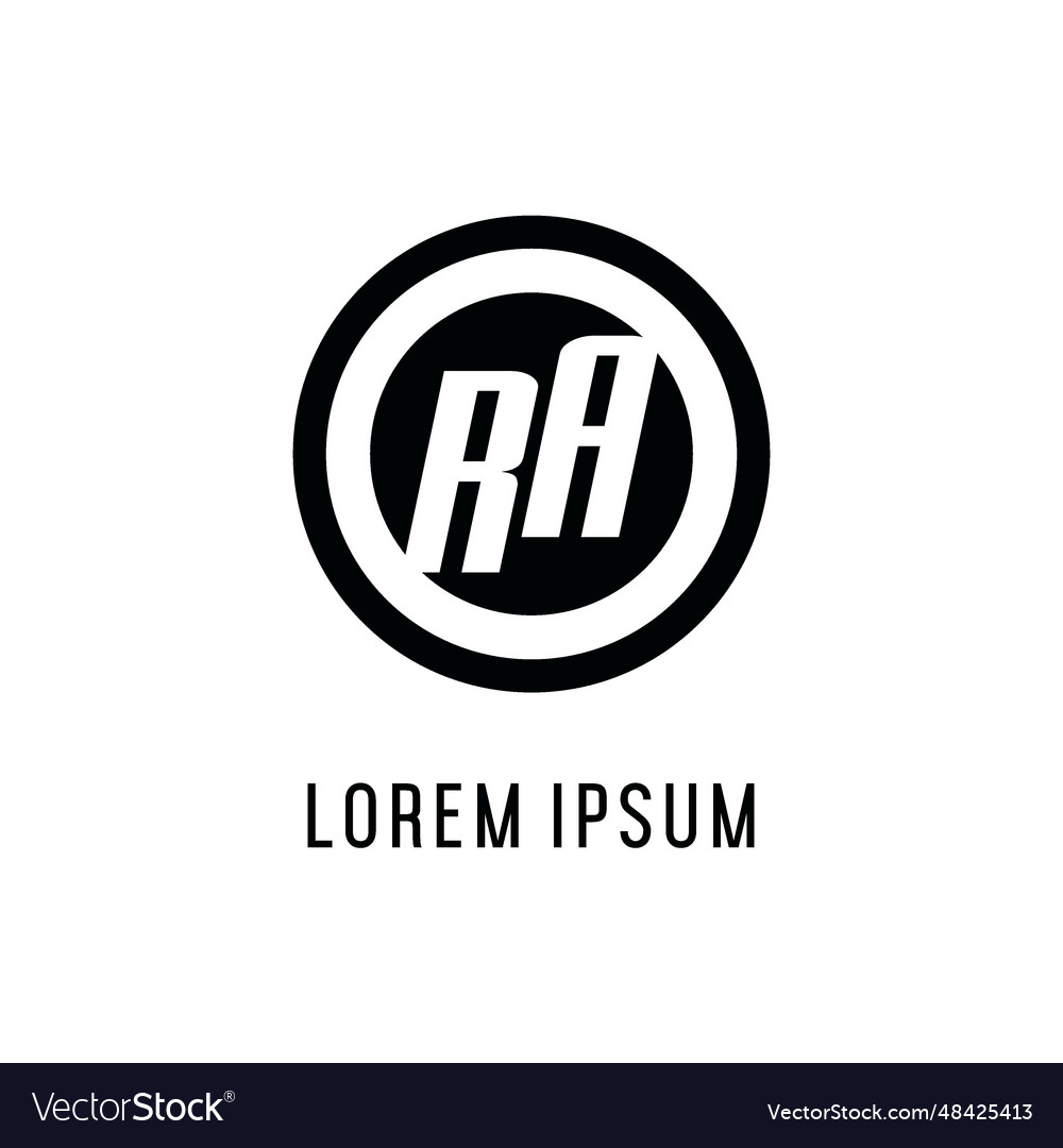 Initial ra logo concentric circle line clean Vector Image