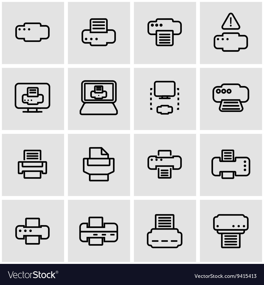 Line printer icon set Royalty Free Vector Image