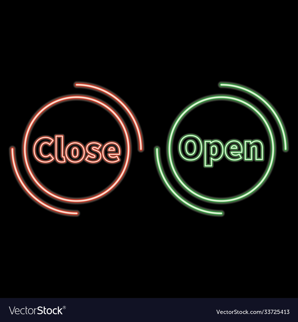 Neon Open & Close Signboard Royalty Free Vector Image