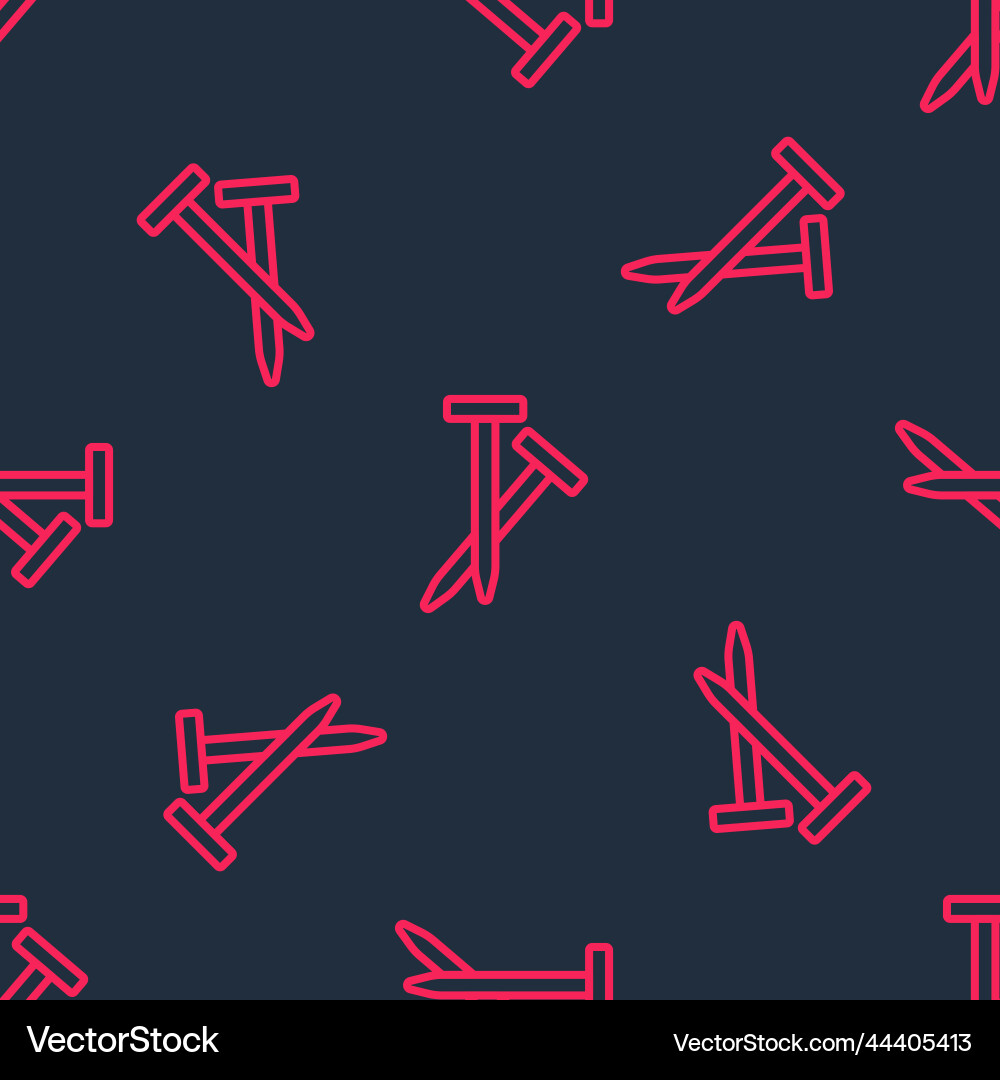 Red line metallic nails icon isolated seamless Vector Image