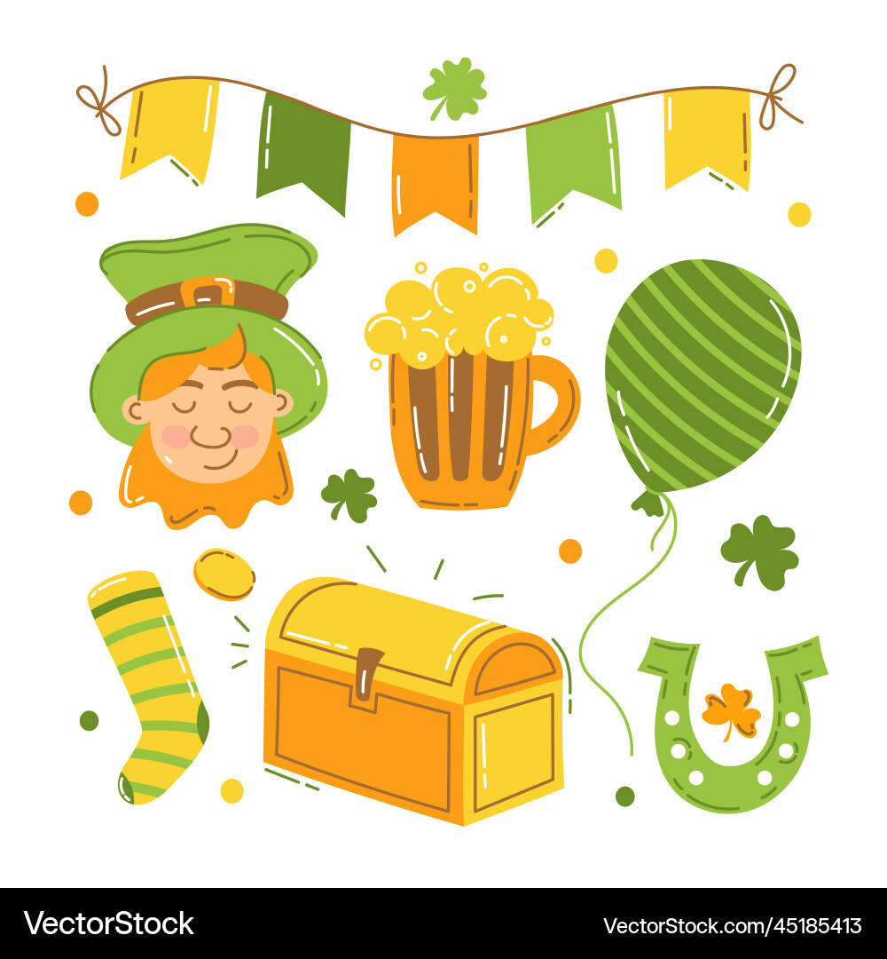 Saint patrick set of elements for the holiday Vector Image