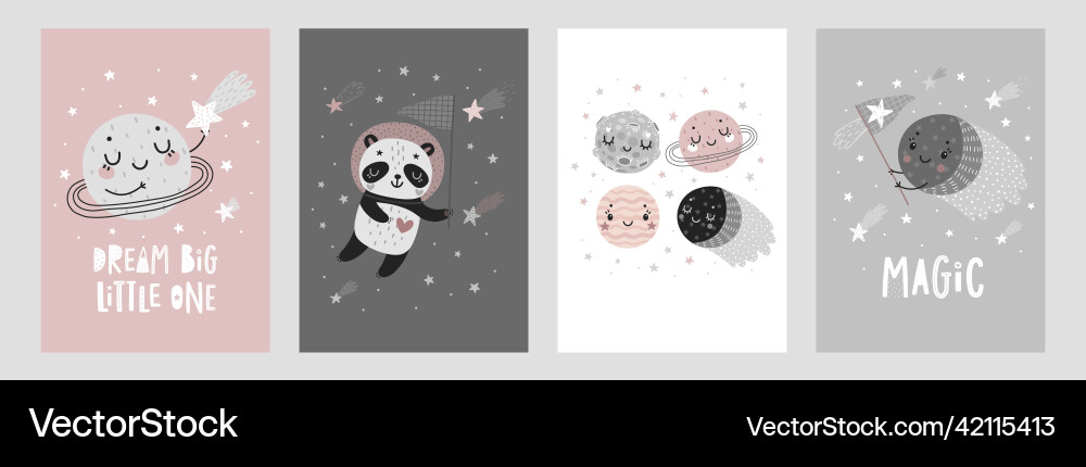 Space dreams prints childish hand drawn cards Vector Image