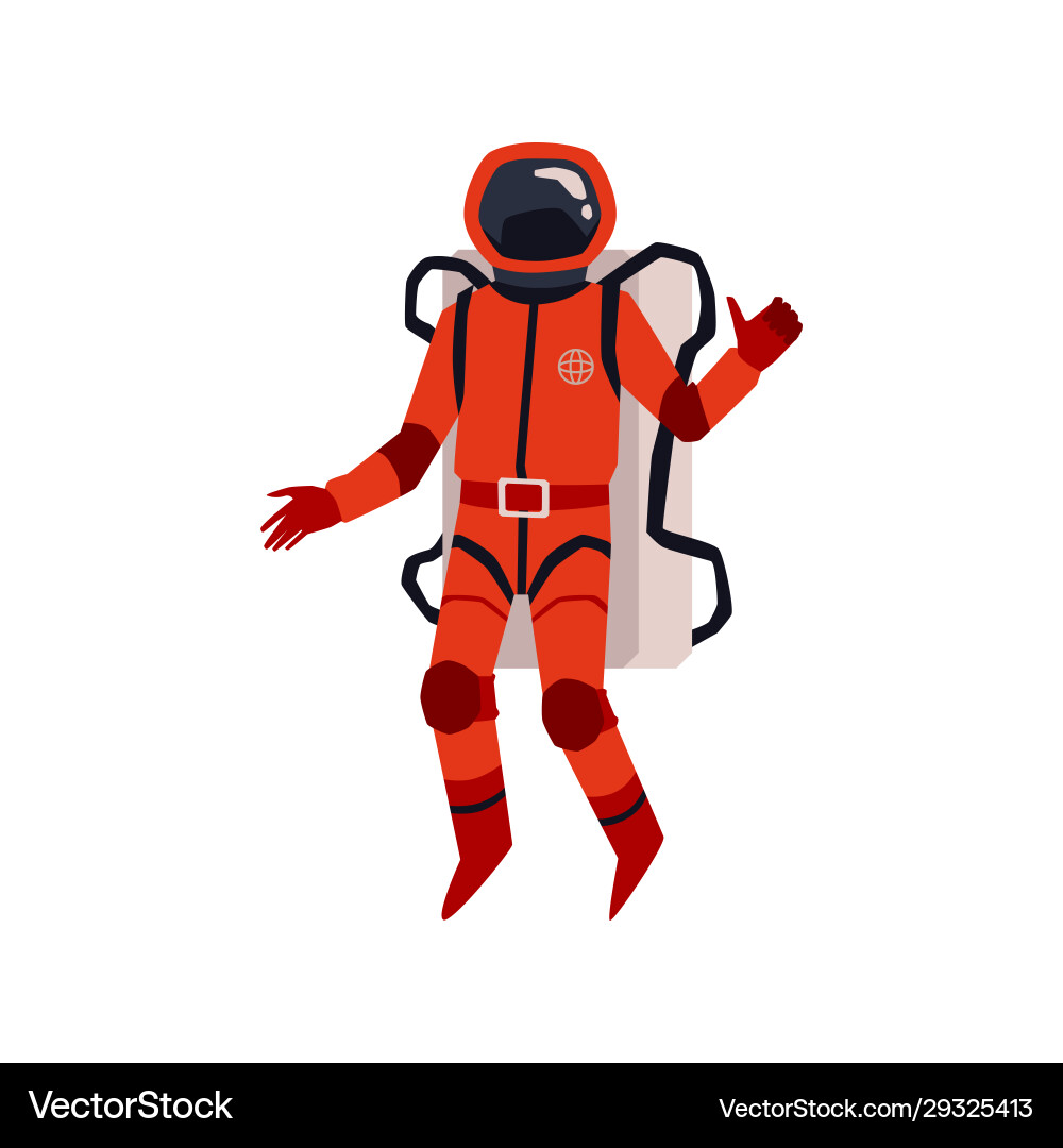 Spaceman or astronaut in space suit character flat