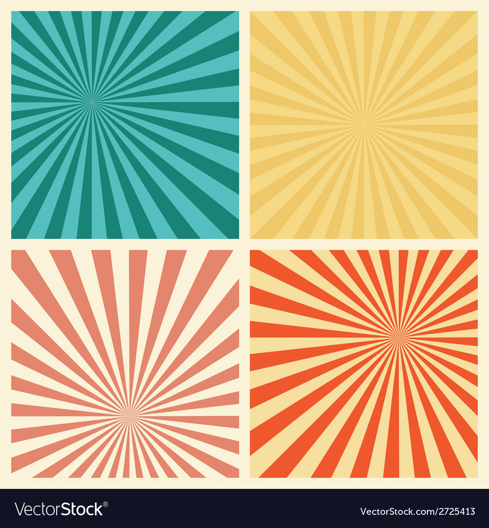 Sunburst Retro Textured Grunge Background Set Vector Image