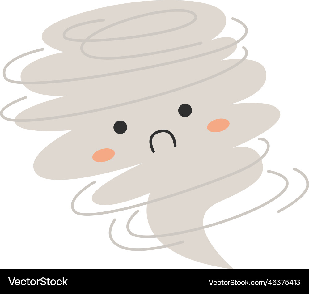 Unhappy tornado face character weather wind Vector Image