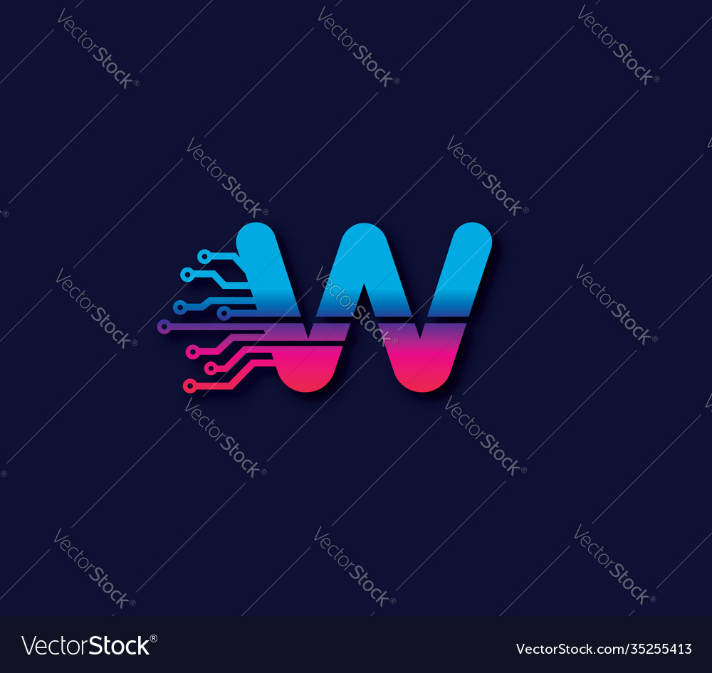 W alphabet data storage technology logo design Vector Image W alphabet data storage technology logo design Vector Image