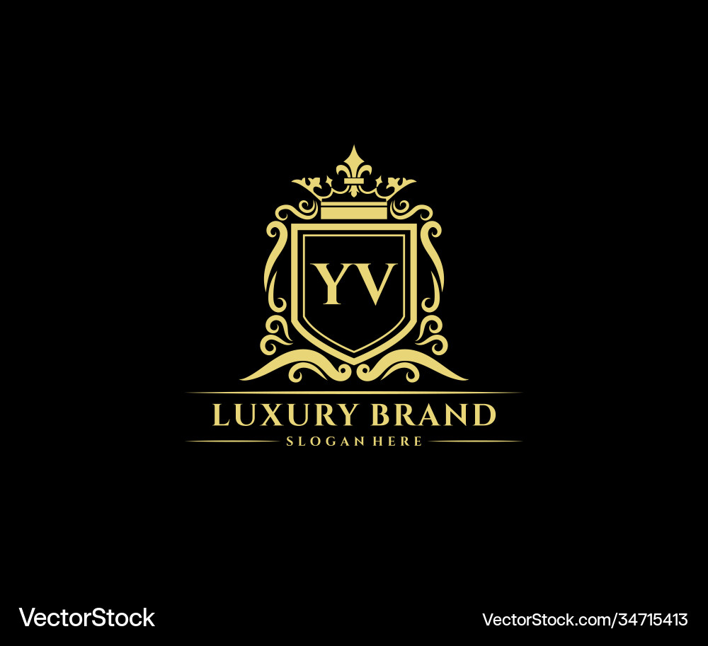 Yv initial letter gold calligraphic feminine Vector Image
