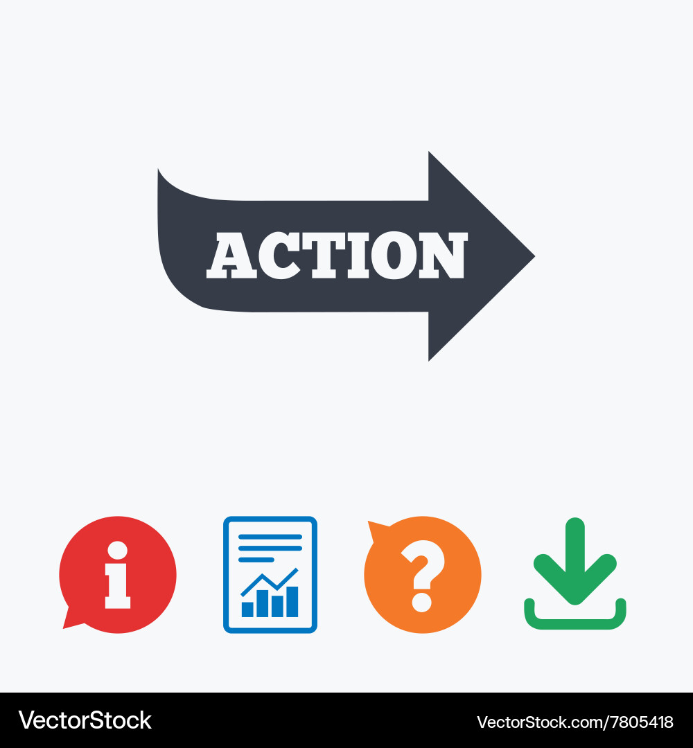 Action sign icon motivation button with arrow Vector Image