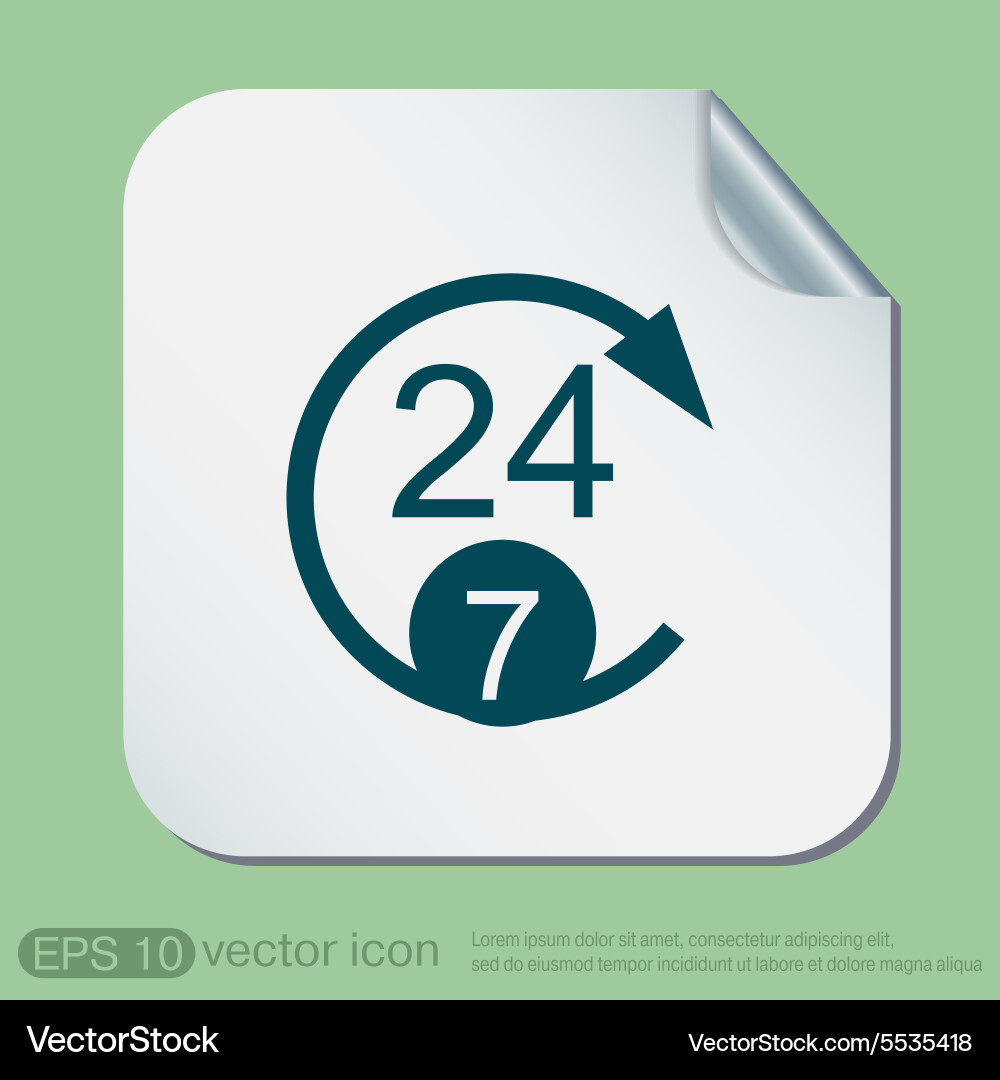 Character 24 7 open 24 hours a day and 7 days Vector Image