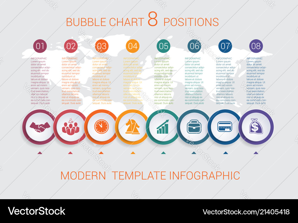 Charts infographic step by 8 positions Royalty Free Vector