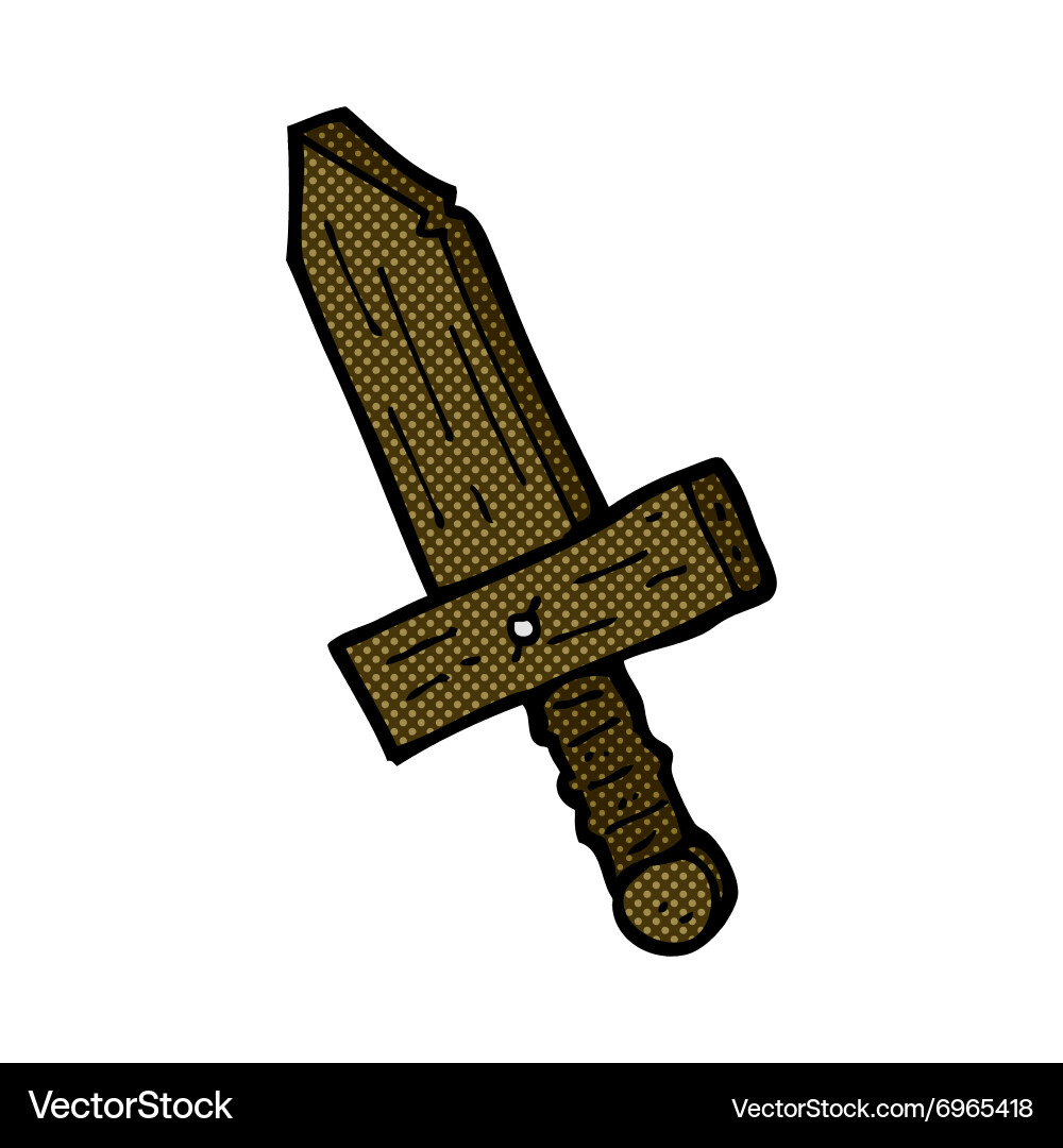 Comic cartoon wooden sword Royalty Free Vector Image
