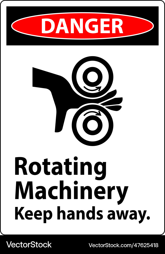 Danger sign rotating machinery keep hands away Vector Image
