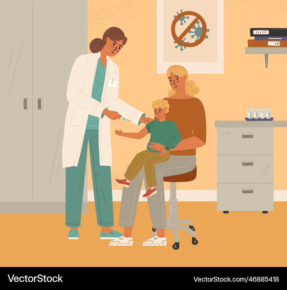 Family vaccination concept Royalty Free Vector Image