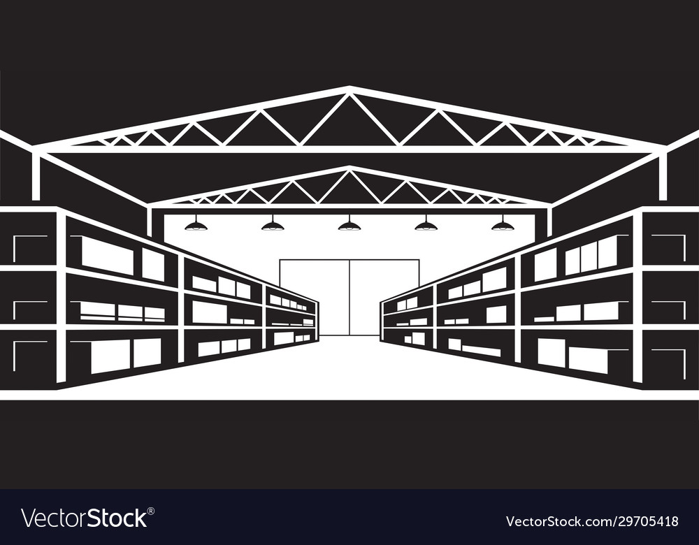 Industrial warehouse with shelves for goods Vector Image