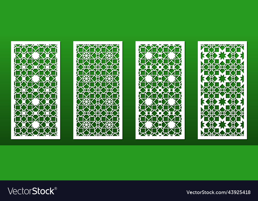 Laser cut panel geometric islamic pattern cnc Vector Image