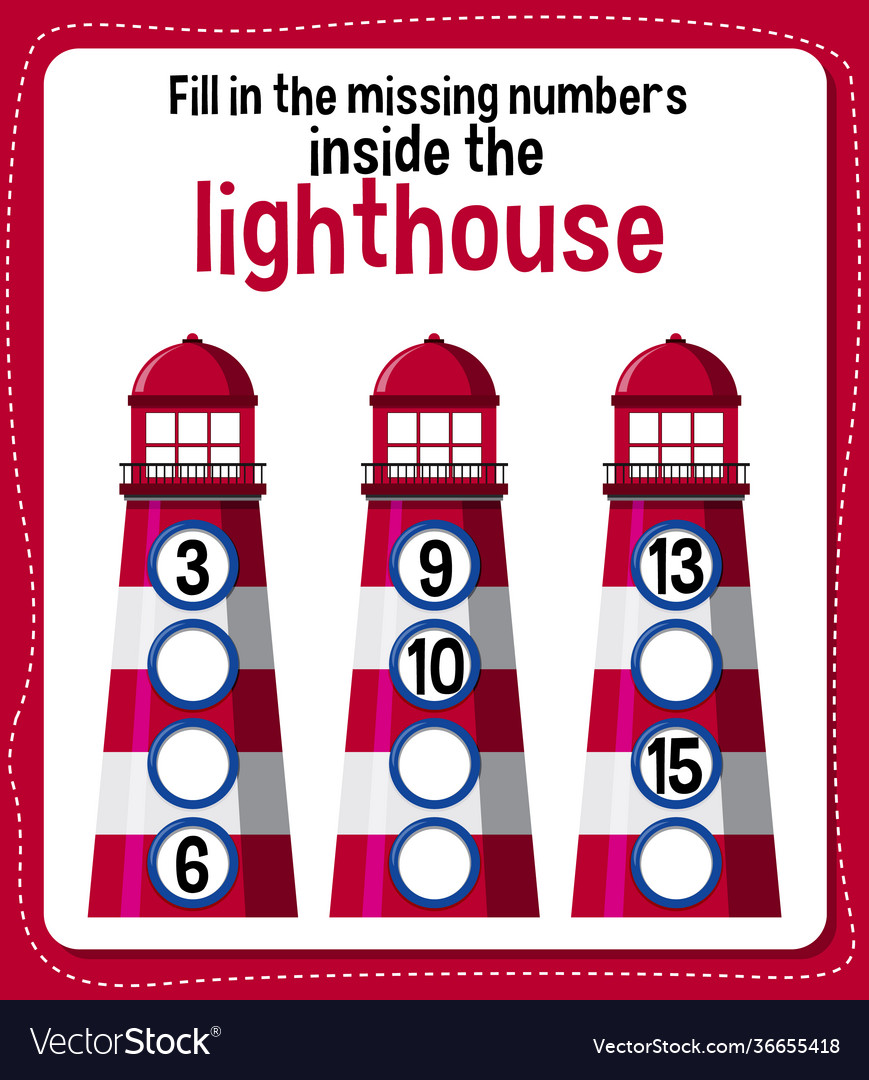 Math count number worksheet Royalty Free Vector Image