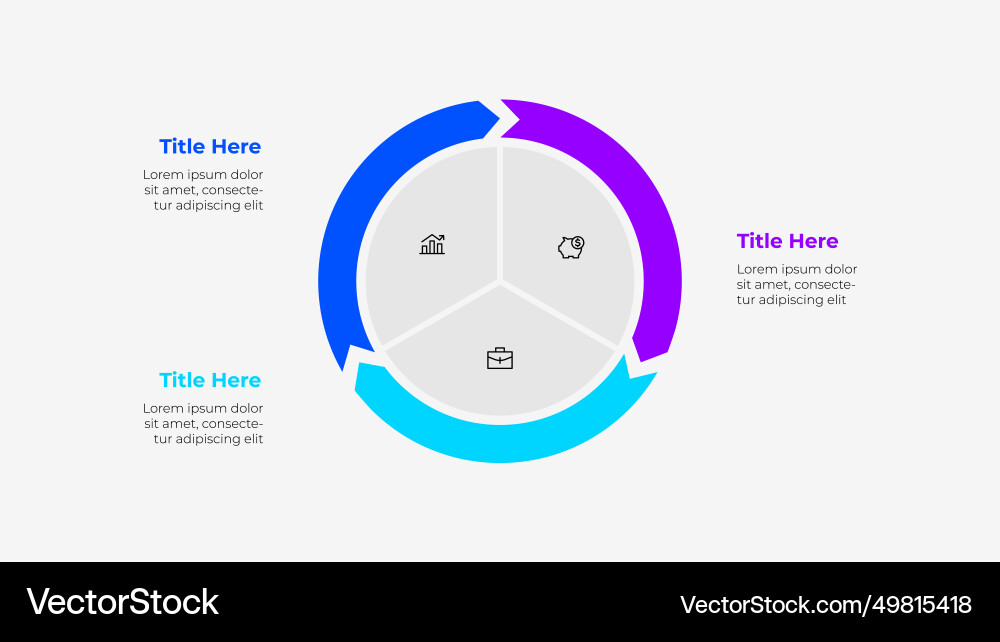 Pie chart diagram divided into 3 parts cycle Vector Image