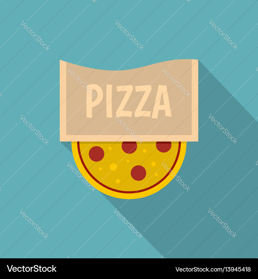 Pizza emblem for pizzeria icon flat style Vector Image