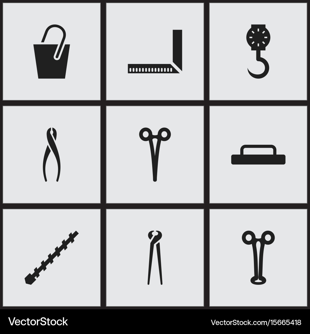 Set of 9 editable tools icons includes symbols Vector Image