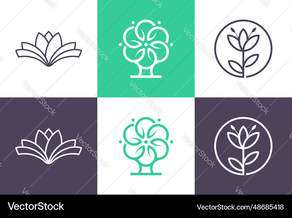 Set of nature logo design element with creative Vector Image