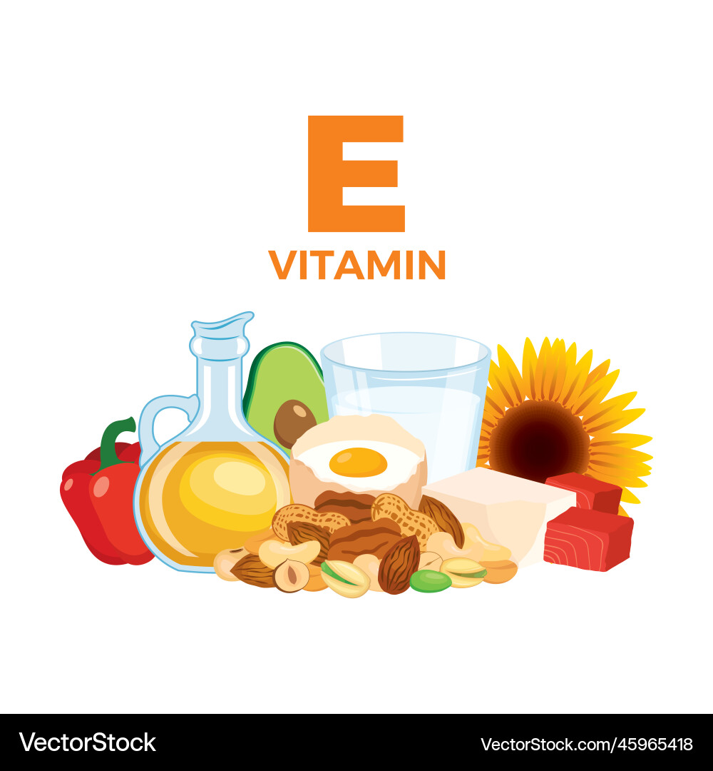 Vitamin e in food icon set Royalty Free Vector Image