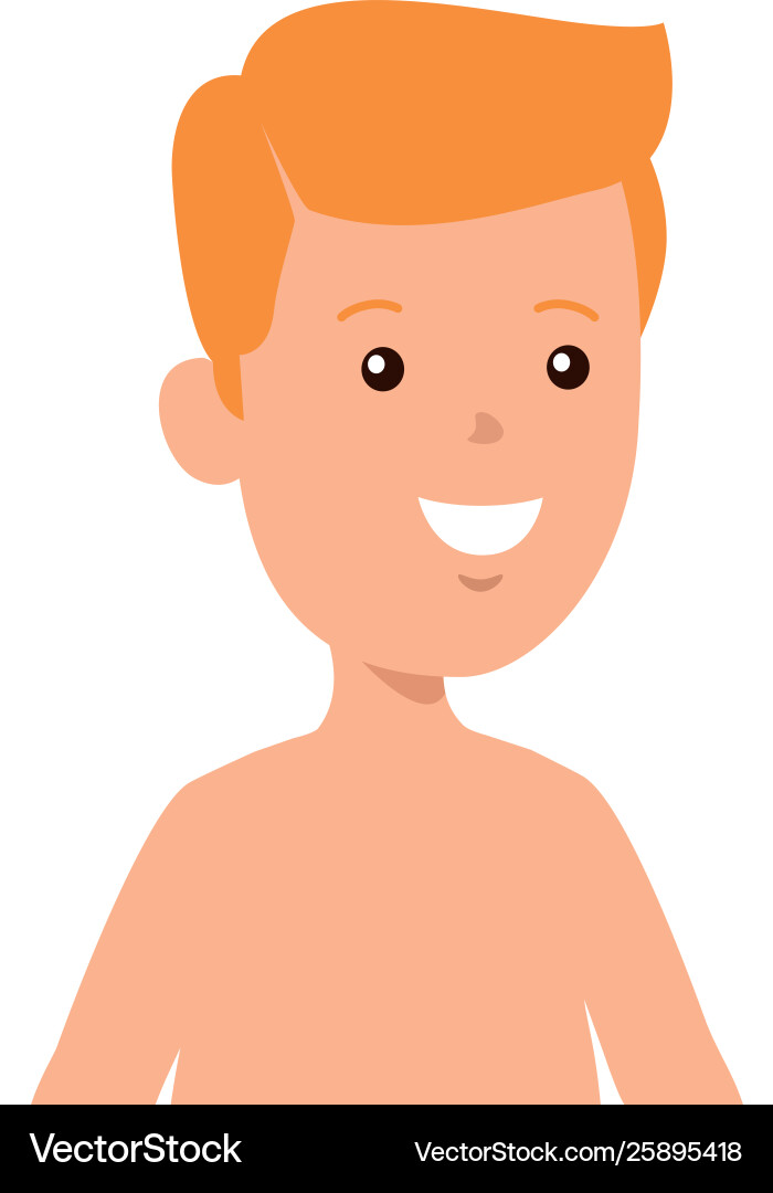 Young boy shirtless avatar character Royalty Free Vector