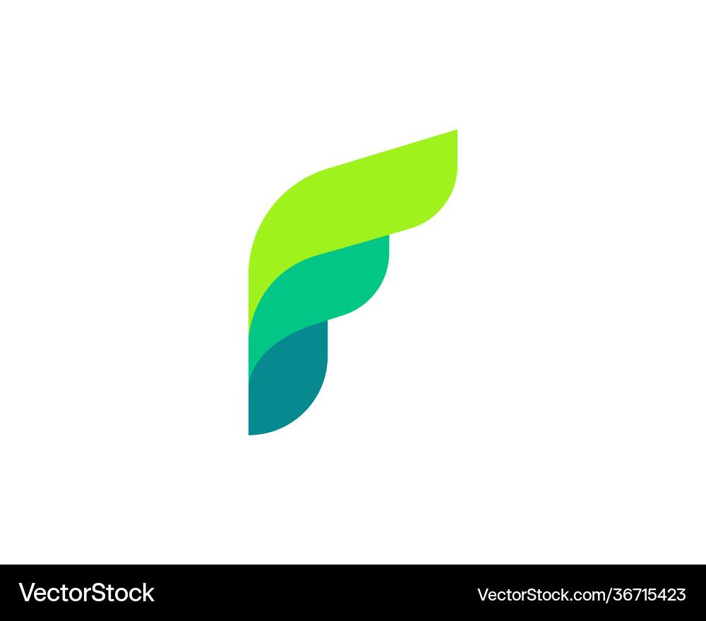 A letter f from abstract multicolors shapes Vector Image
