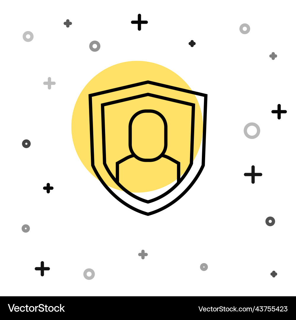Black line user protection icon isolated on white Vector Image