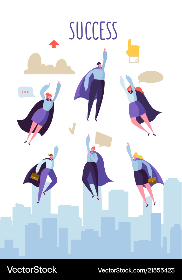 Business leadership concept flat superhero Vector Image