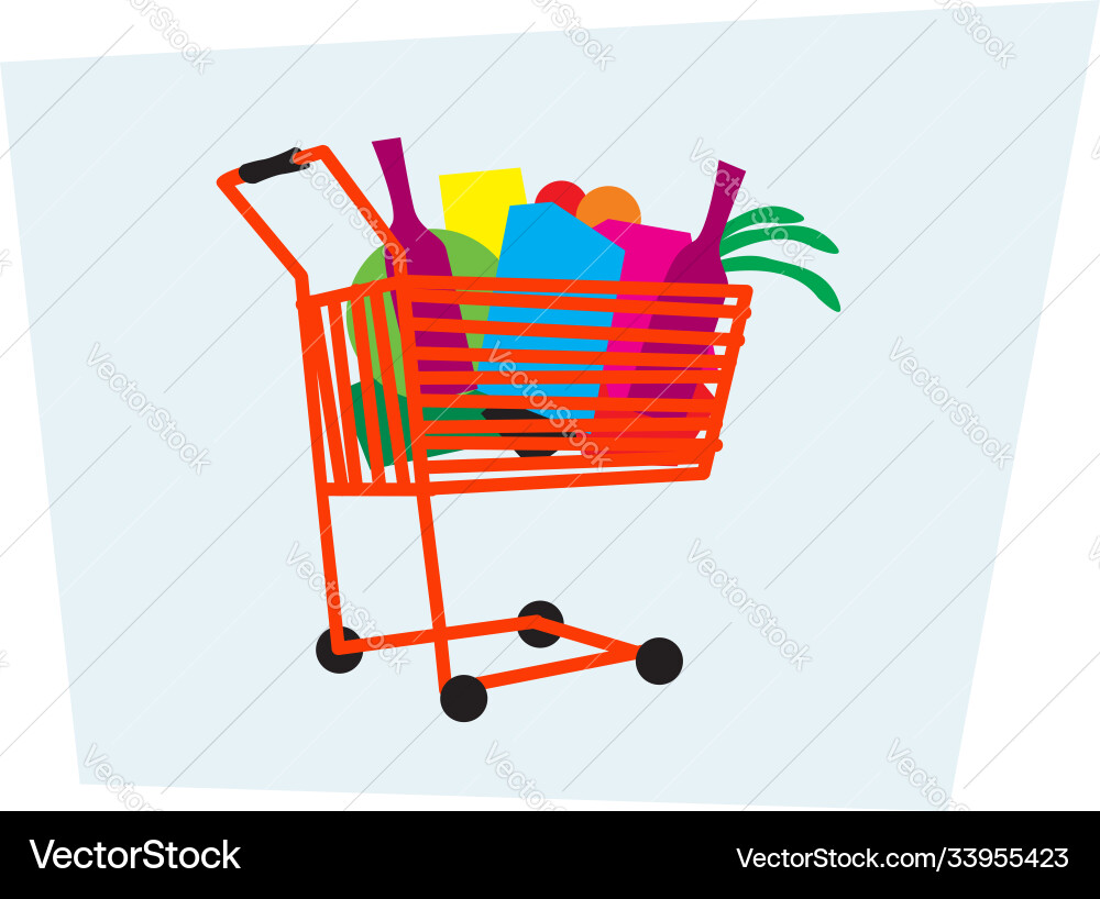 Cart is full useful goods Royalty Free Vector Image