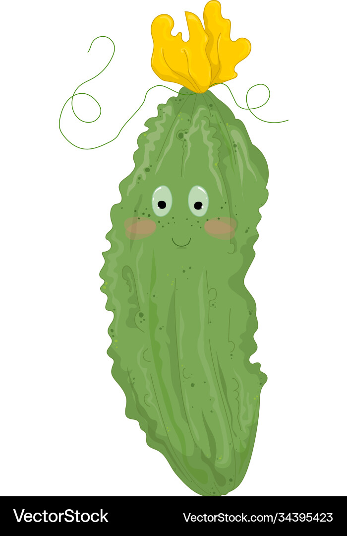 Cartoon cucumber with cute face Royalty Free Vector Image
