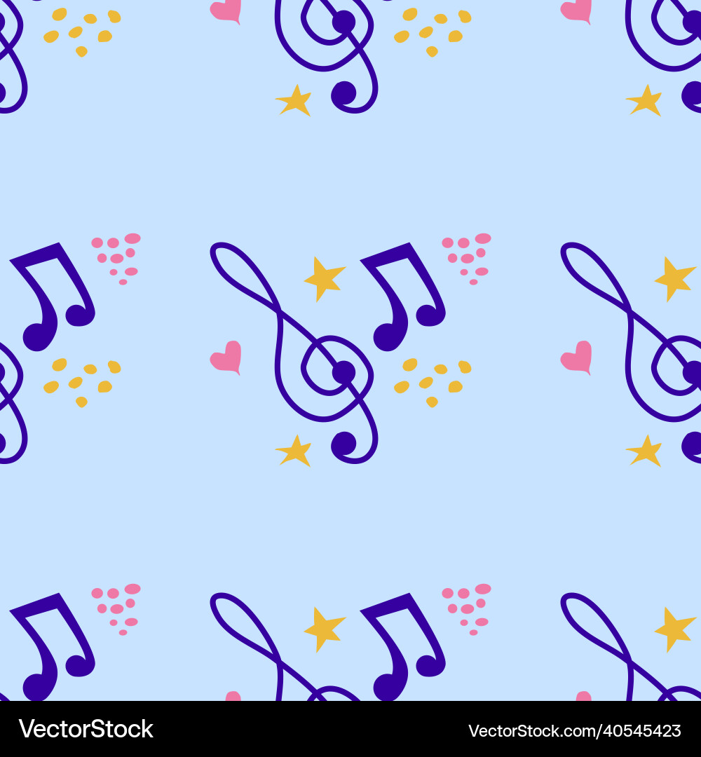 Cartoon hand drawn musical seamless pattern lots Vector Image